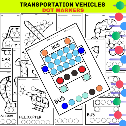 Transportation Vehicles Activities Bingo Daubers Dot Markers. | Made By ...