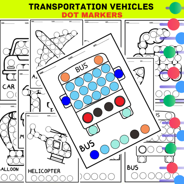 Transportation Vehicles Activities Bingo Daubers Dot Markers. | Made By ...