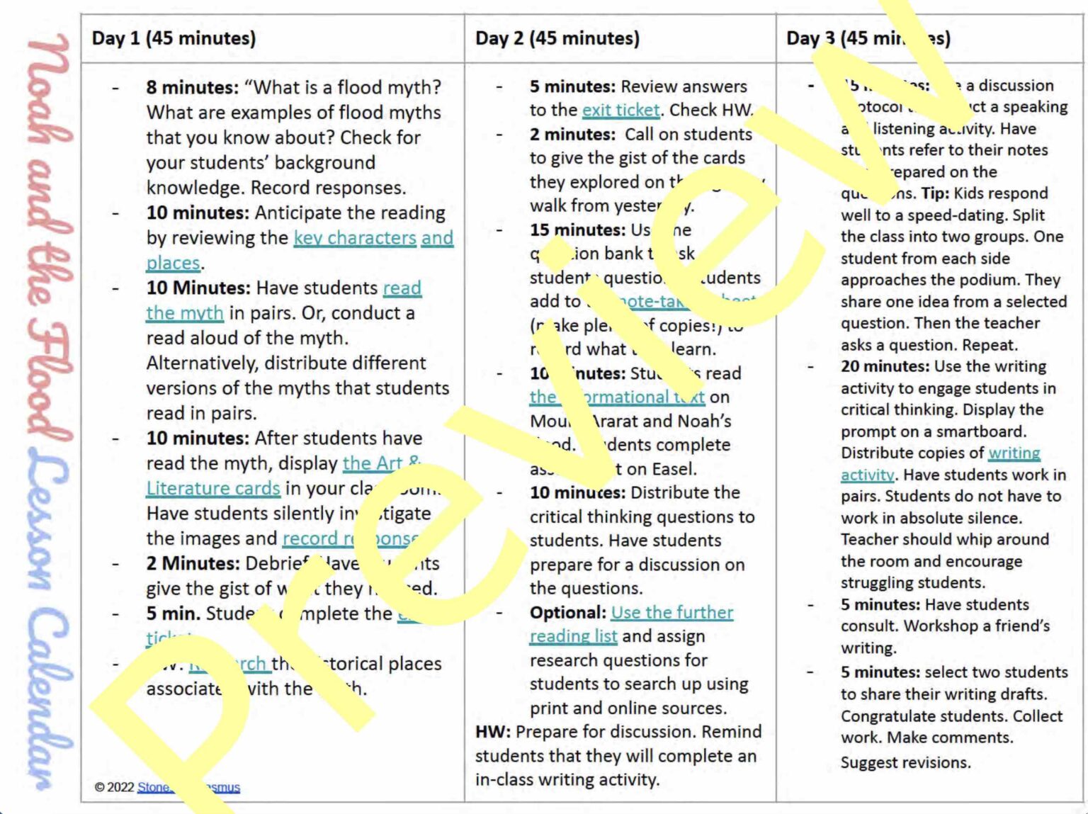 The Hebrew Flood Myth Noah's Ark: World Mythology Series for Grades 8 ...