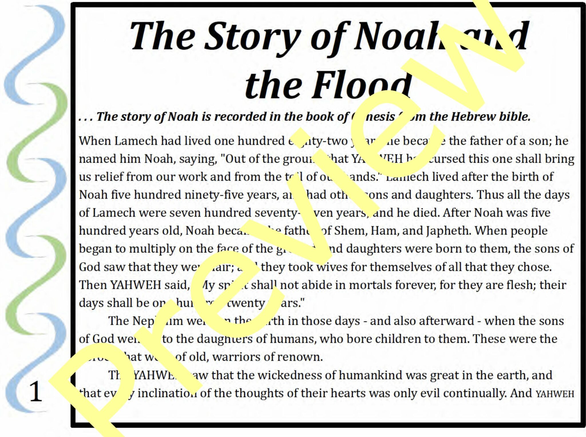 The Hebrew Flood Myth Noah's Ark: World Mythology Series for Grades 8 ...