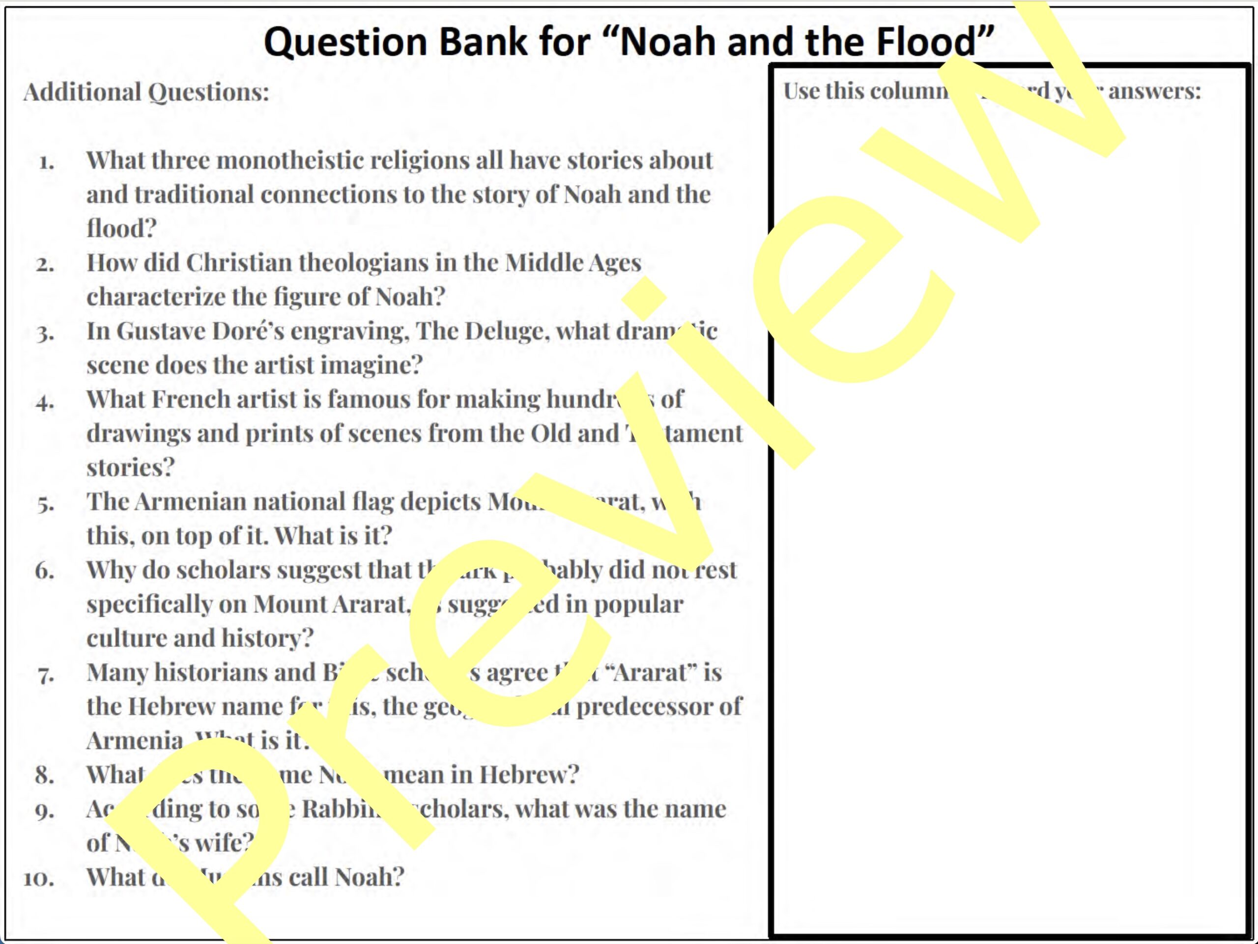 The Hebrew Flood Myth Noah's Ark: World Mythology Series for Grades 8 ...