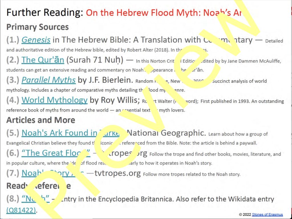 The Hebrew Flood Myth Noah's Ark: World Mythology Series for Grades 8 ...
