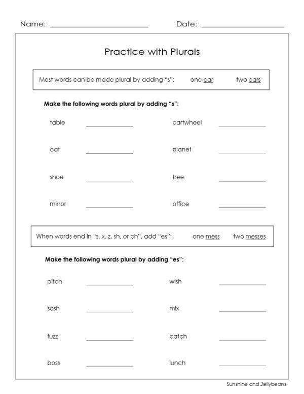 Practice with Plurals - Grades 3-4 Regular & Irregular Nouns - 7 ...