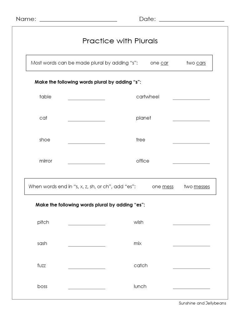 Practice with Plurals - Grades 3-4 Regular & Irregular Nouns - 7 ...