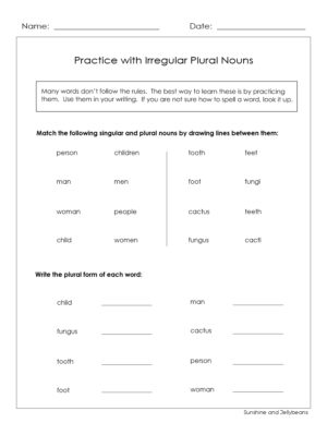 Practice with Plurals - Grades 3-4 Regular & Irregular Nouns - 7 ...