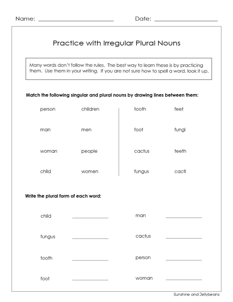 Practice with Plurals - Grades 3-4 Regular & Irregular Nouns - 7 ...