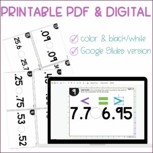 4th Grade Comparing Decimals to the Hundredths Math Task Cards - Made ...