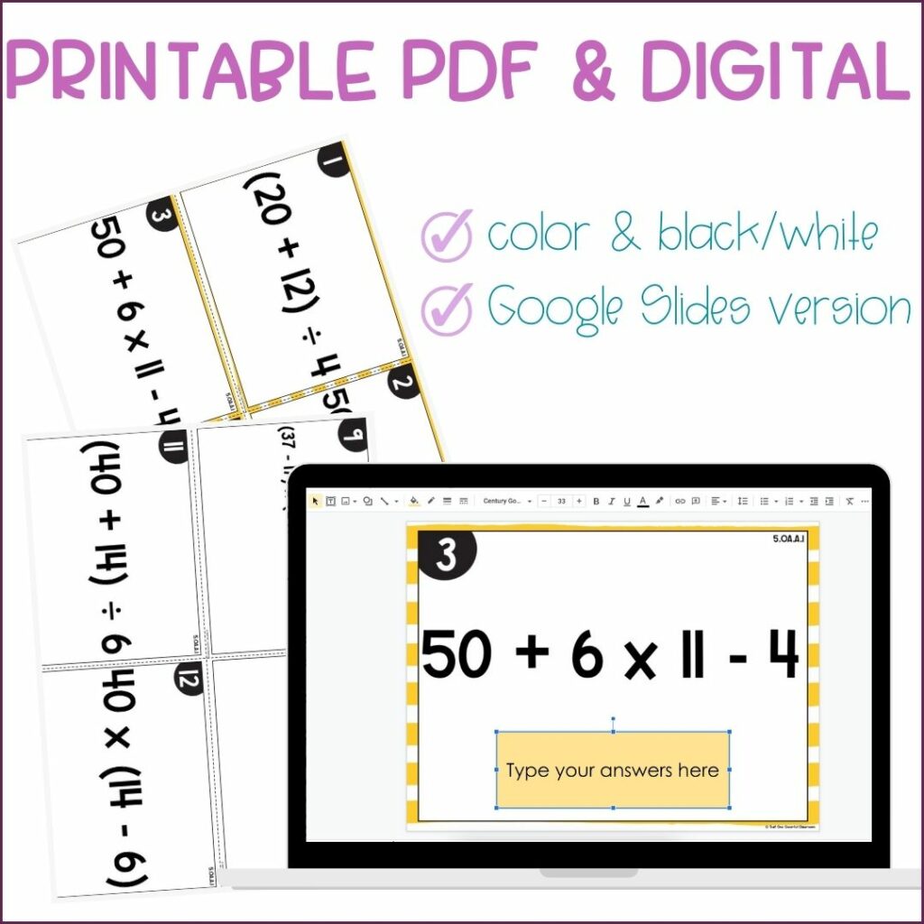 5th Grade Order of Operations Math Task Cards - Made By Teachers