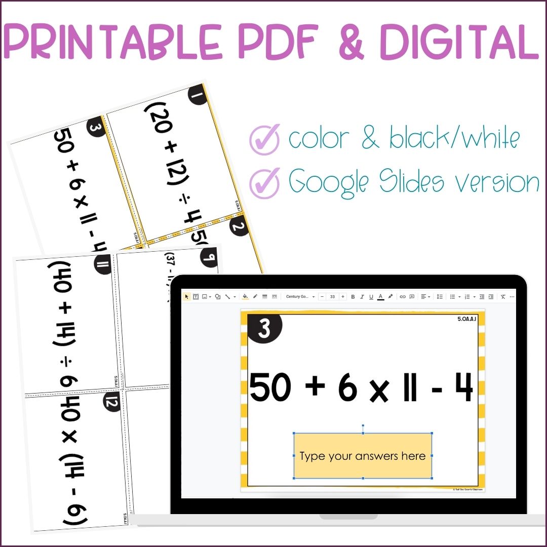 5th Grade Order of Operations Math Task Cards - Made By Teachers