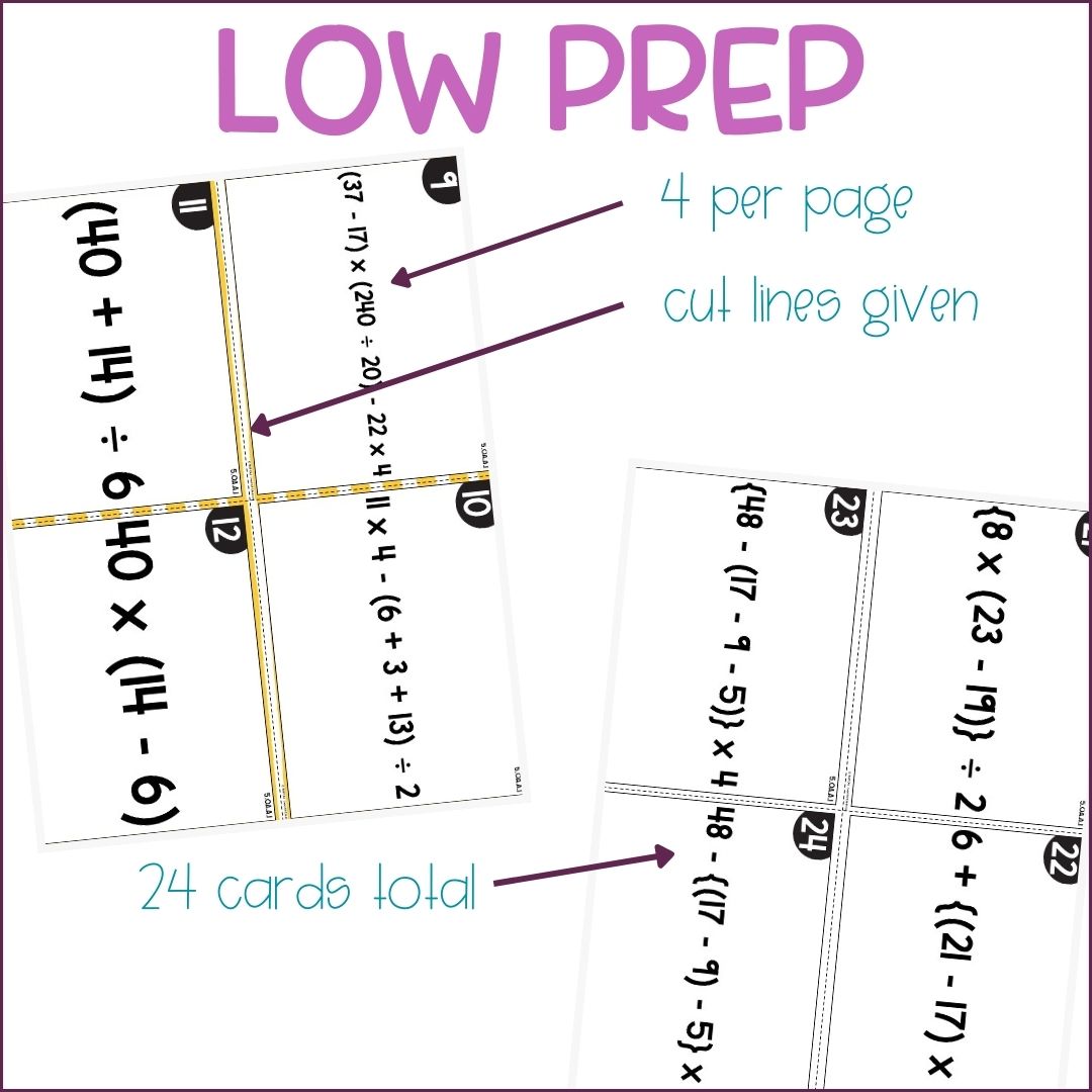 5th Grade Order of Operations Math Task Cards - Made By Teachers
