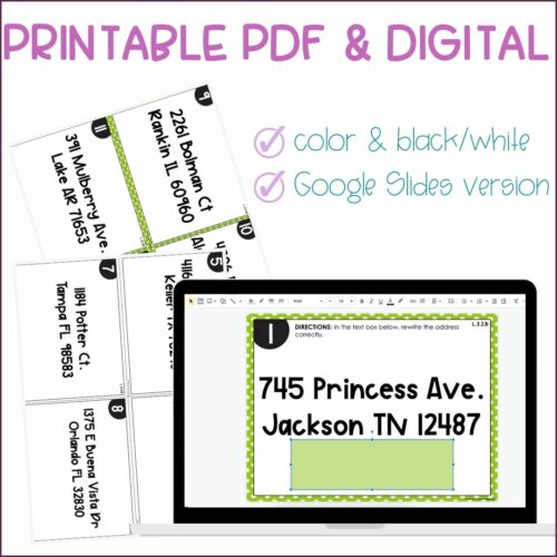 3rd Grade Punctuation in Addresses Grammar Task Cards | Made By Teachers