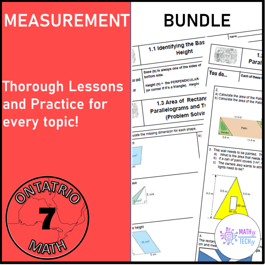 Complete Measurement Bundle New Ontario Math 2020 Grade 7 - Made By ...