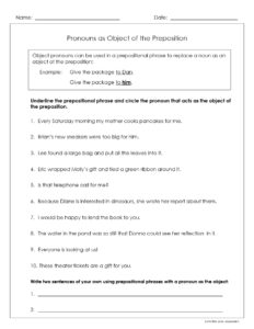 Subject & Object Pronouns - 4 worksheets - Grades 4-5-6 - Great ...