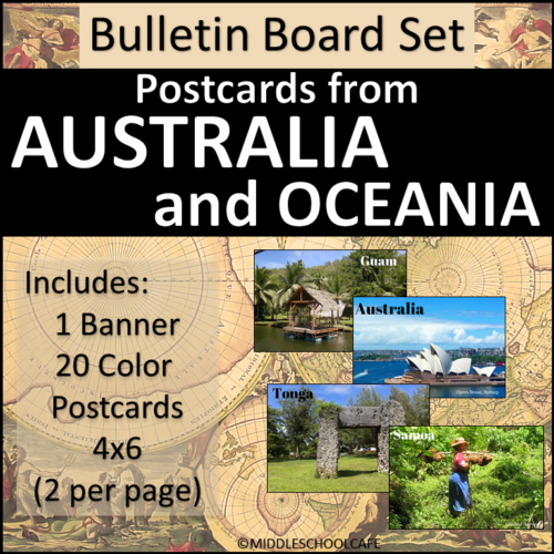 Australia and Oceania Bulletin Board Set - Postcards | Made By Teachers