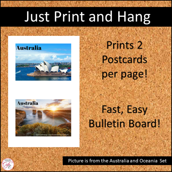 Australia and Oceania Bulletin Board Set - Postcards | Made By Teachers