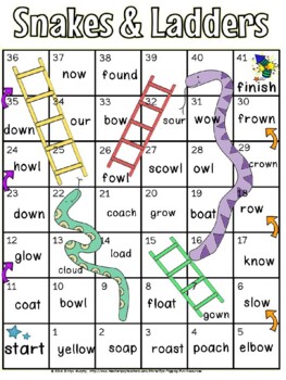 ou,oa and ow snakes and ladders game - Made By Teachers