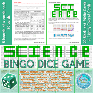 Science Bingo Dice Game - Made By Teachers