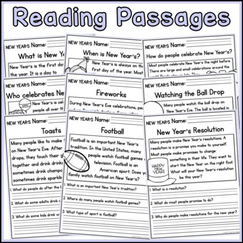 New Years Holidays Reading Comprehension Passages K-2 - Made By Teachers