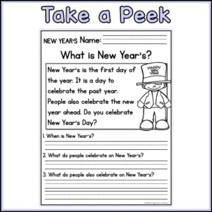 New Years Holidays Reading Comprehension Passages K-2 - Made By Teachers