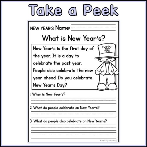 New Years Holidays Reading Comprehension Passages K-2 - Made By Teachers