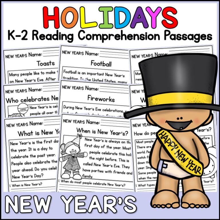 New Years Holidays Reading Comprehension Passages K-2 | Made By Teachers