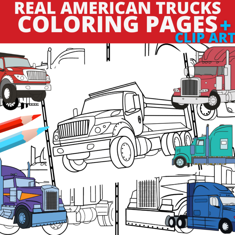 Big American Trucks Coloring Pages & Heavy Trucks Clipart - Made By ...