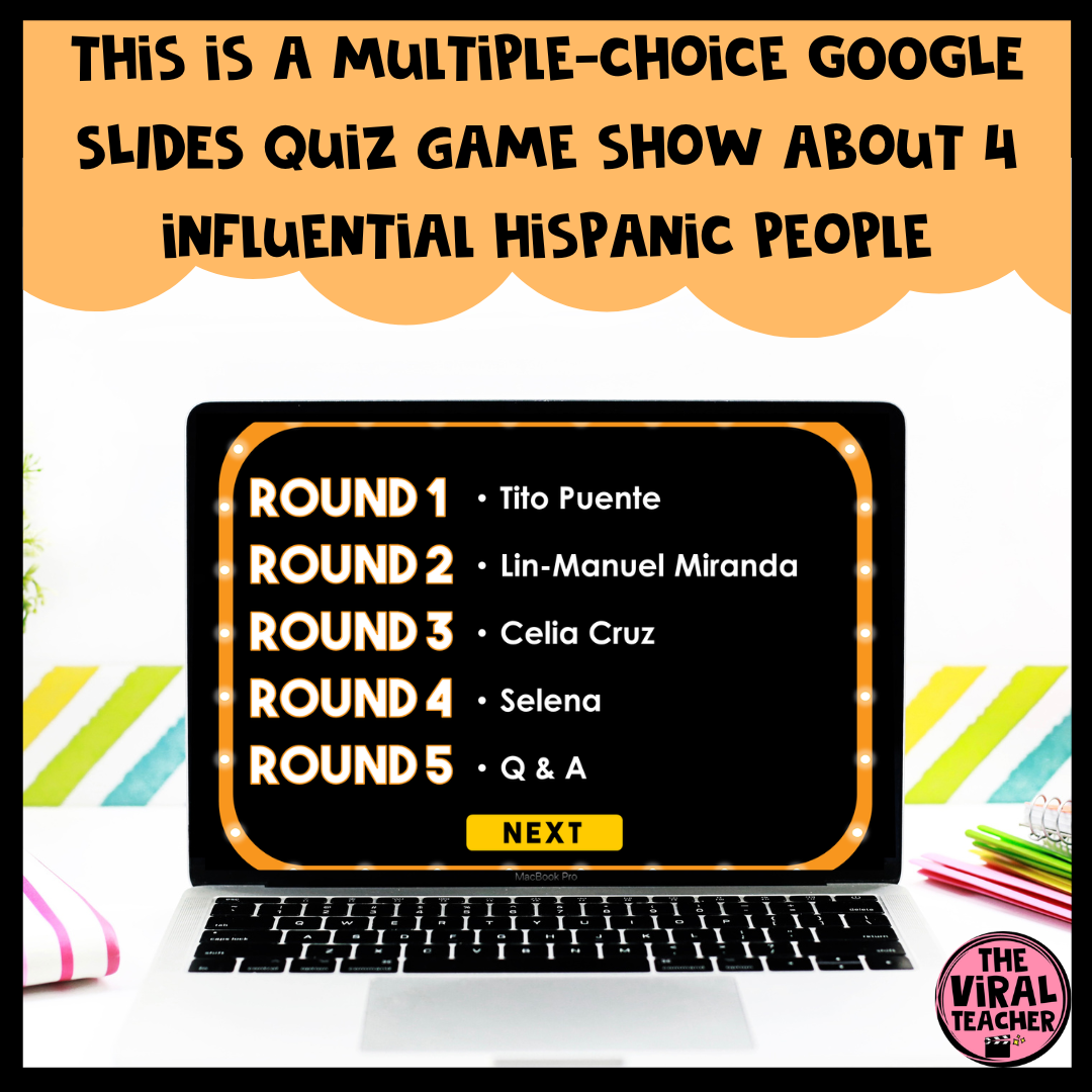 Hispanic Heritage Month Mutiple Choice Quiz Game Show for Google Slides ...