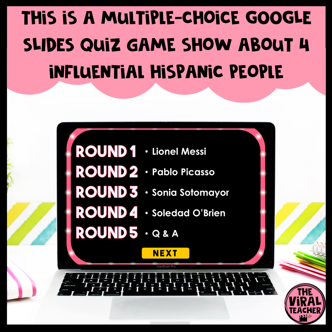 Hispanic Heritage Month Mutiple Choice Quiz Game Show for Google Slides ...