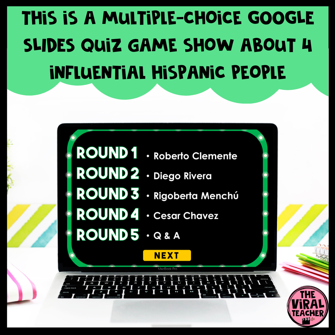 Hispanic Heritage Month Mutiple Choice Quiz Game Show for Google Slides ...