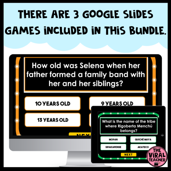 Hispanic Heritage Month Mutiple Choice Quiz Game Show for Google Slides ...