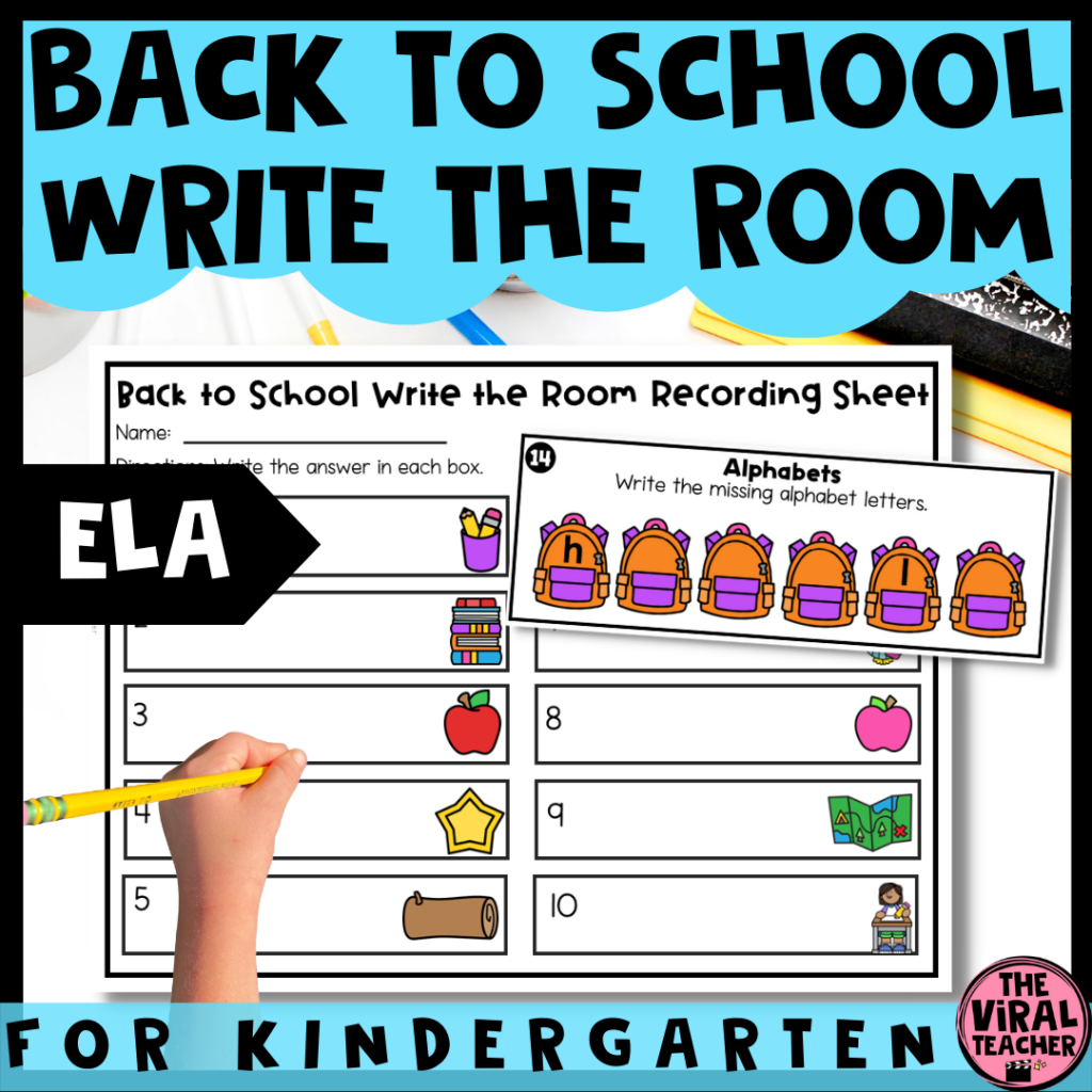 Back to School Write the Room ELA Activity for Kindergarten - Made By ...