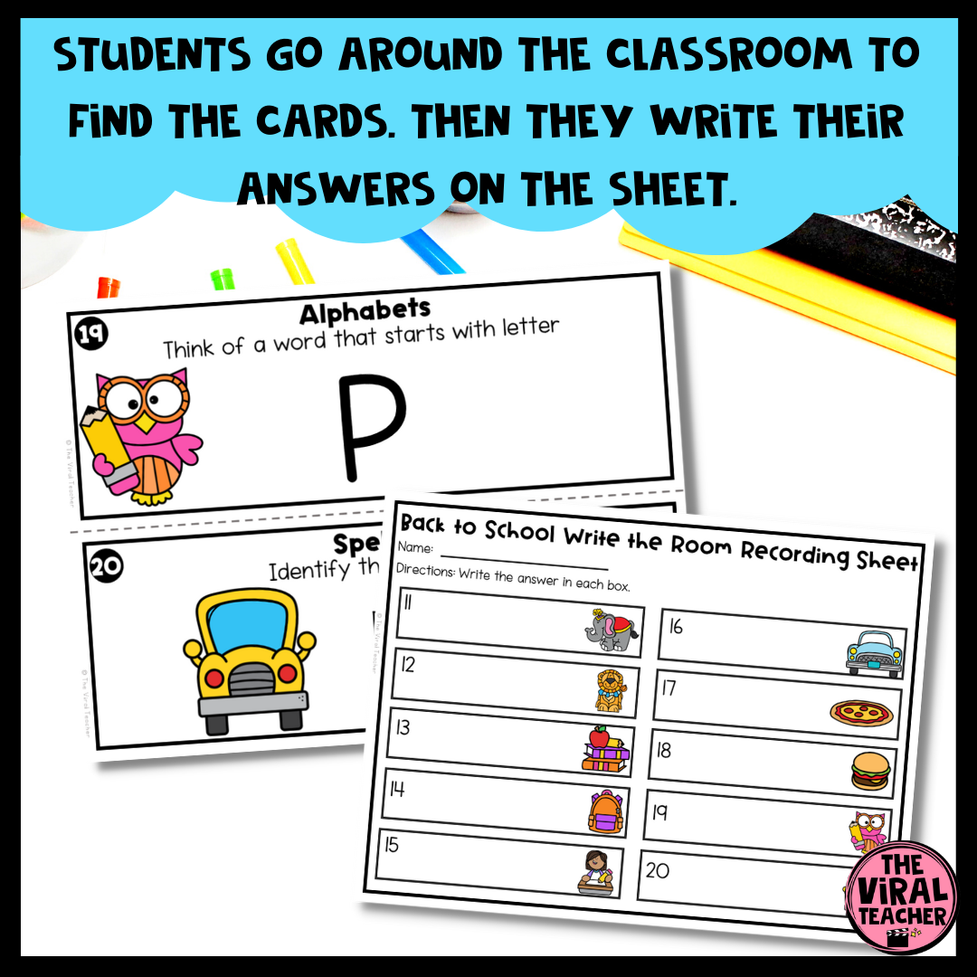 Back to School Write the Room ELA Activity for Kindergarten | Made By ...