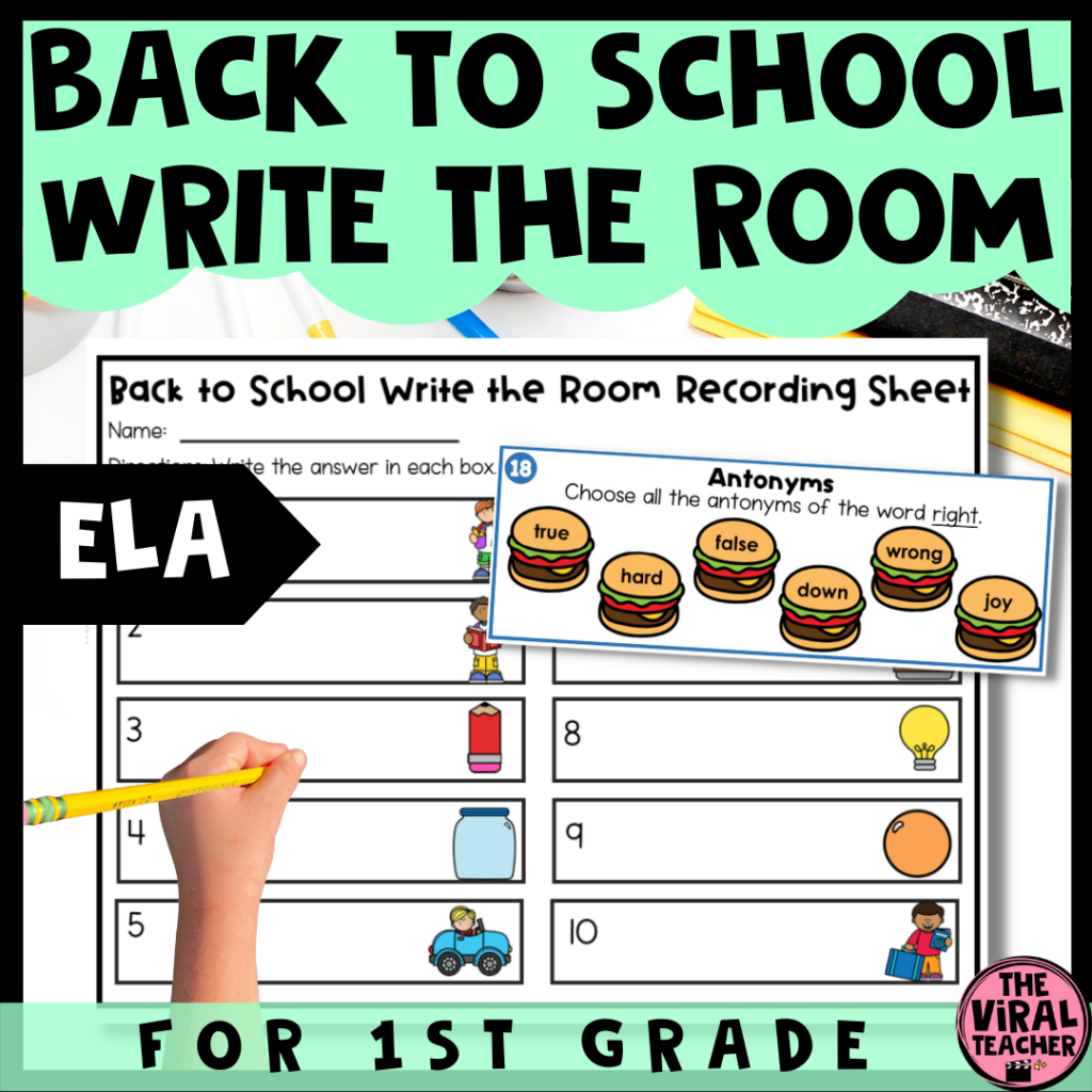 Back to School Write the Room ELA Activity for 1st Grade | Made By Teachers
