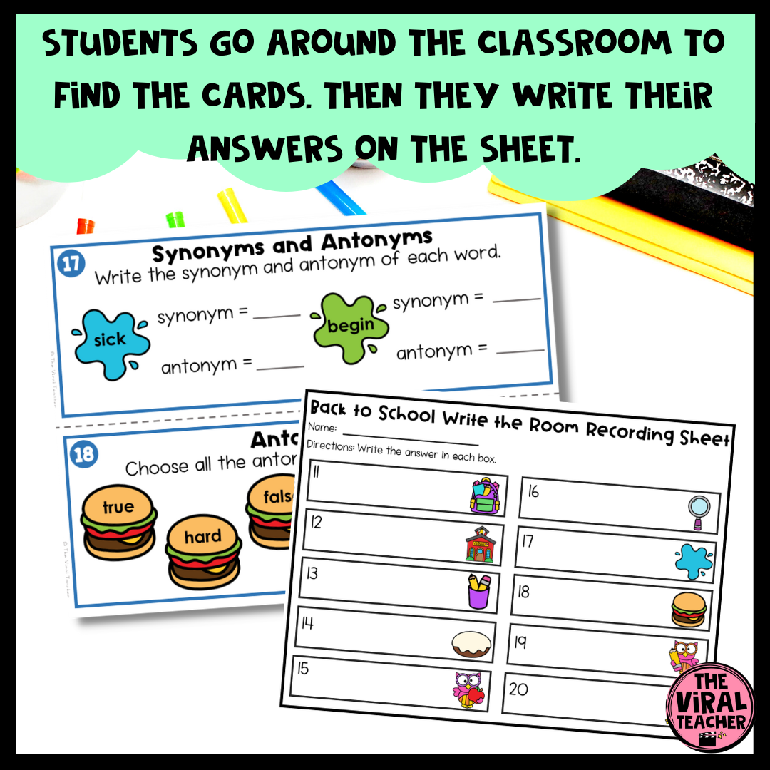 Back to School Write the Room ELA Activity for 1st Grade | Made By Teachers