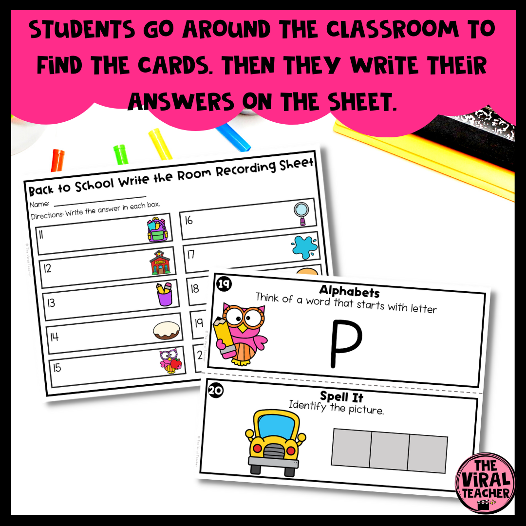 K - 2nd Grade ELA Back to School Write the Room Activity Bundle | Made ...