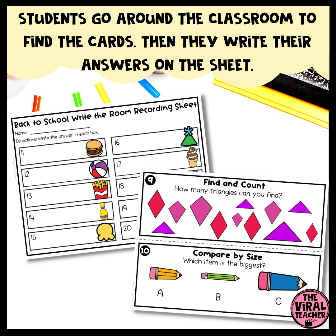 Back to School Write the Room Math Activity for Kindergarten - Made By ...