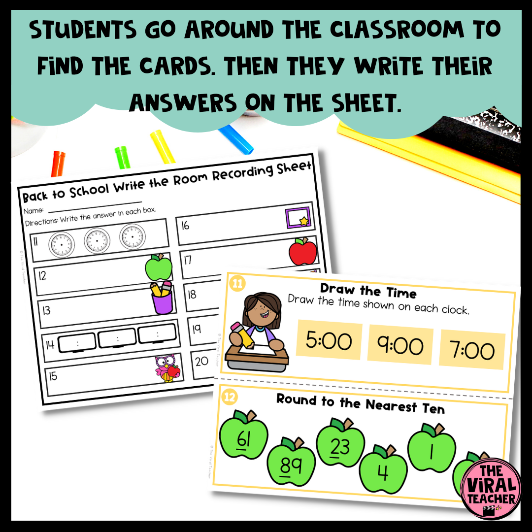 Back to School Write the Room Math Activity for 2nd Grade | Made By ...