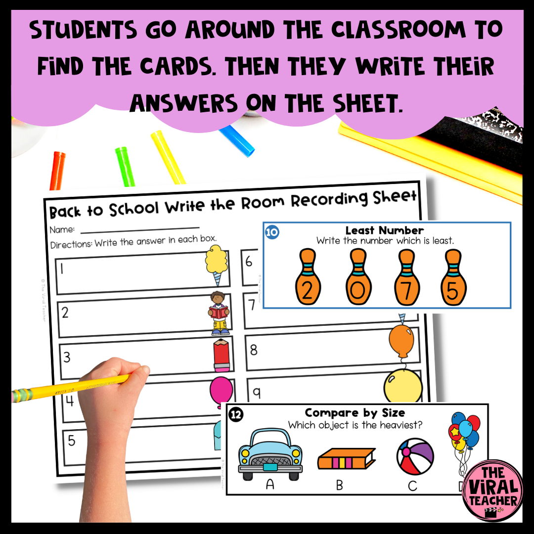 K - 2nd Grade Math Back to School Write the Room Activity Bundle Show ...