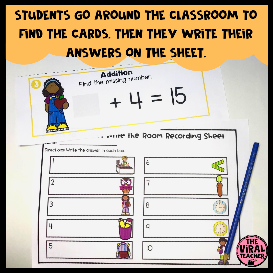 K - 2nd Grade Math and ELA Back to School Write the Room Activity ...