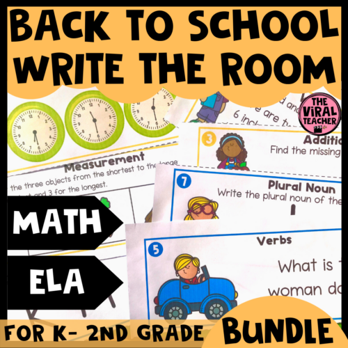 K - 2nd Grade Math and ELA Back to School Write the Room Activity ...