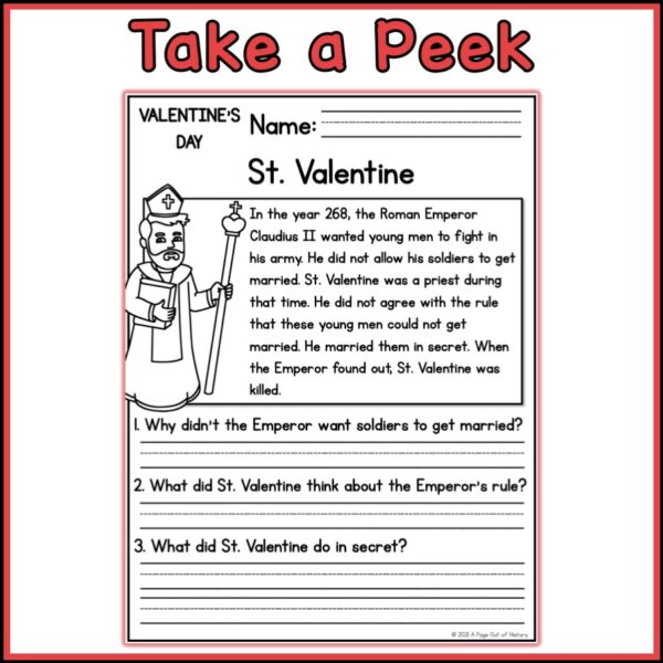 Valentines Day Holidays Reading Comprehension Passages K-2 | Made By ...