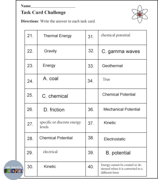 Energy Science Task Cards - Made By Teachers