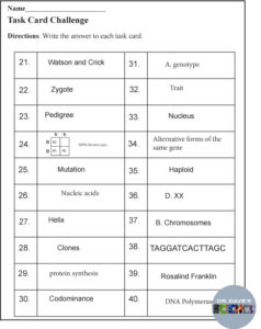 Genetics and Heredity Task Cards DNA Structure and DNA Replication ...
