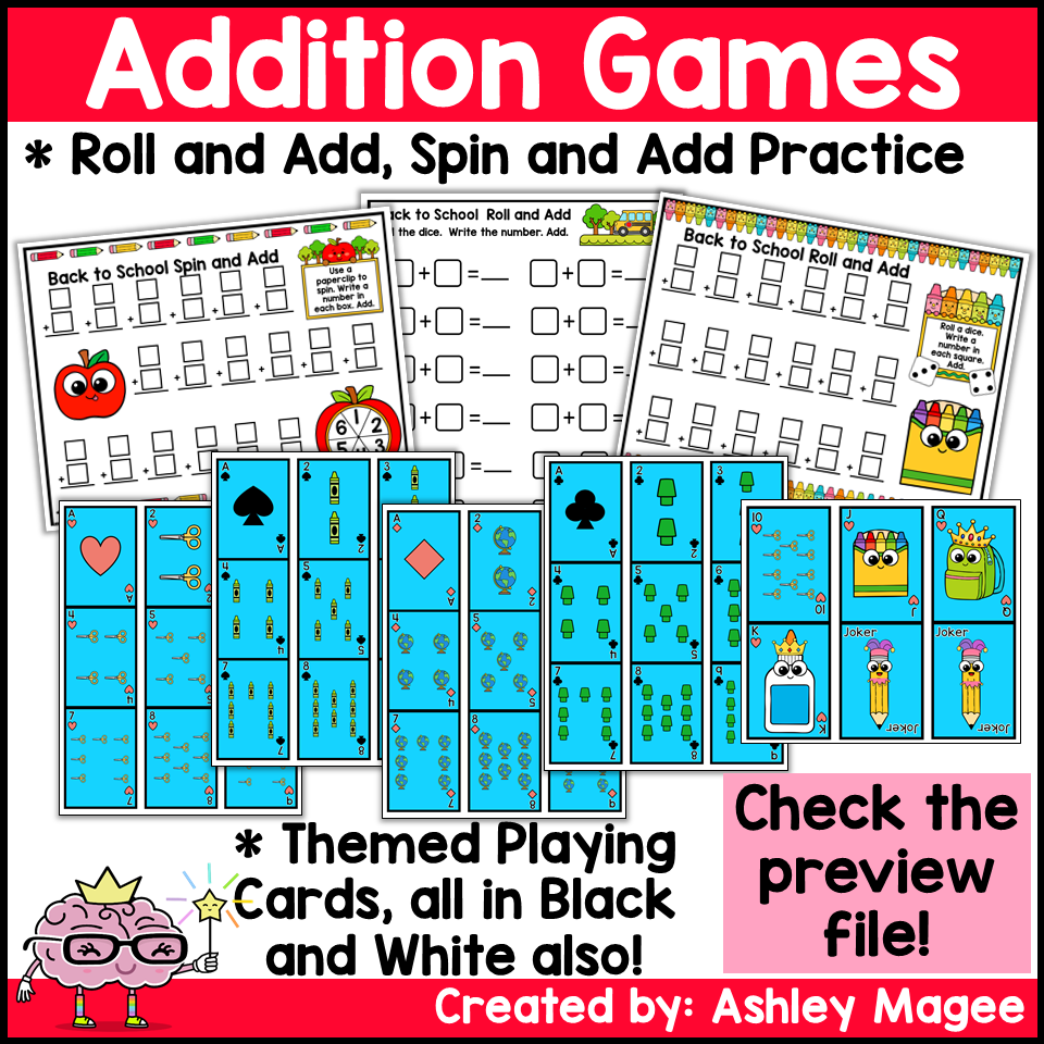 Back to School Math Games: Addition Math Practice Activities | Made By ...
