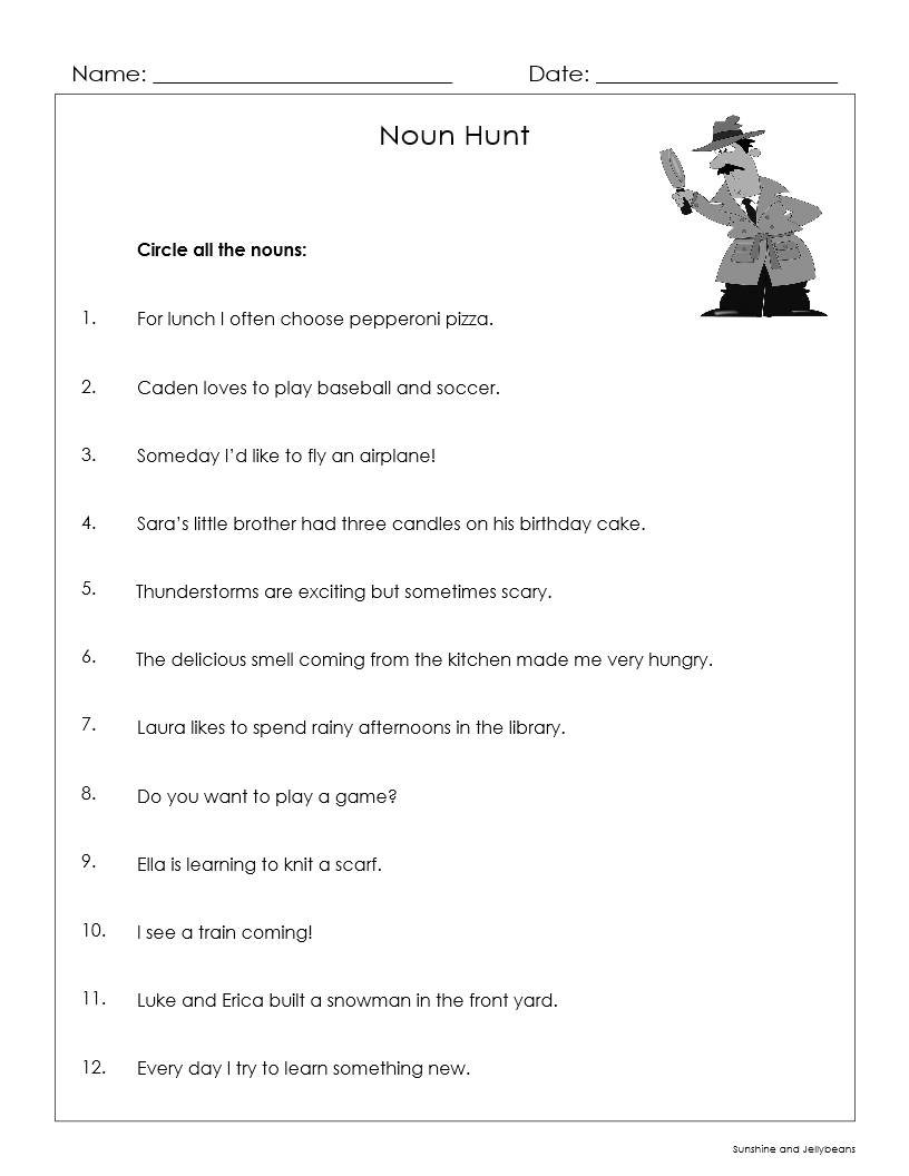 Nouns, Adjectives, Verbs - 3 worksheets - Grades 3-4 - Great Practice ...