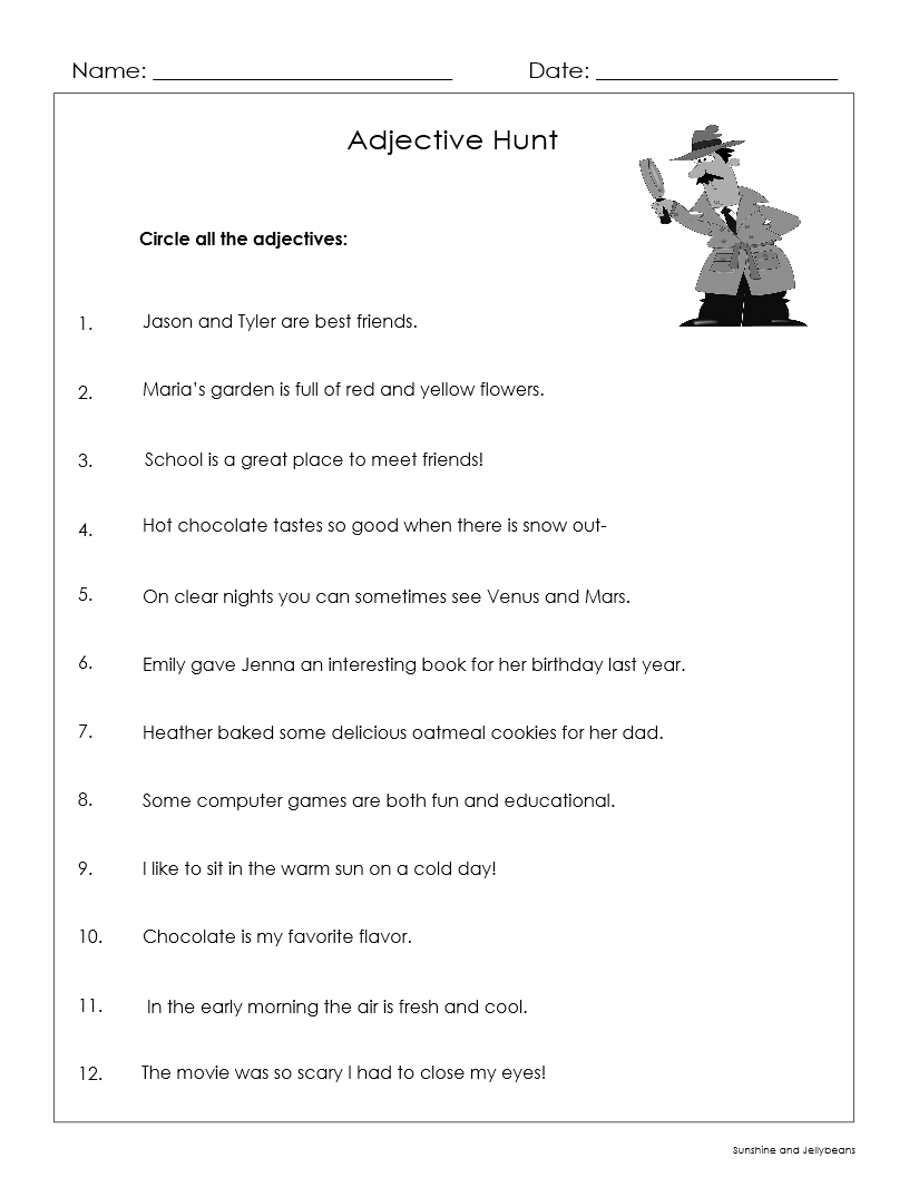 Nouns, Adjectives, Verbs - 3 worksheets - Grades 3-4 - Great Practice ...