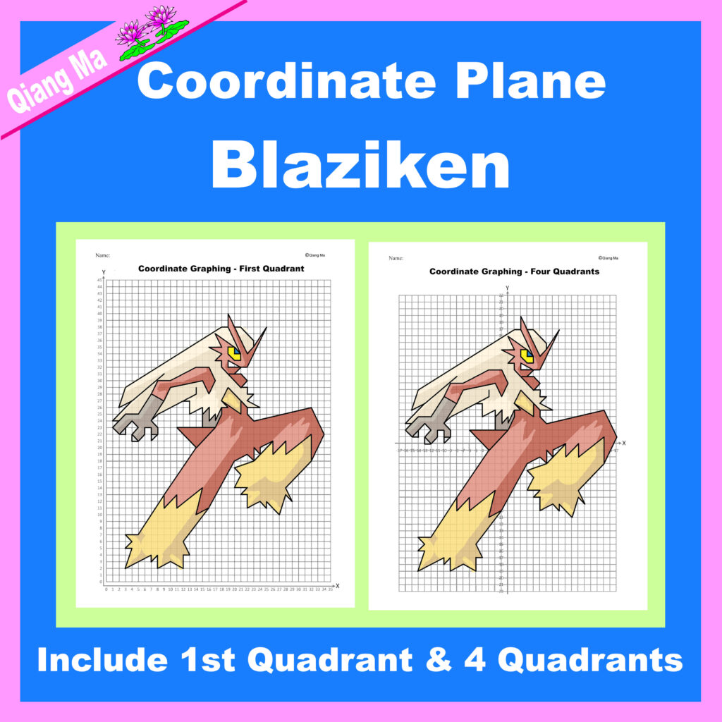 Pokemon Coordinate Plane Graphing Picture: Blaziken - Made By Teachers