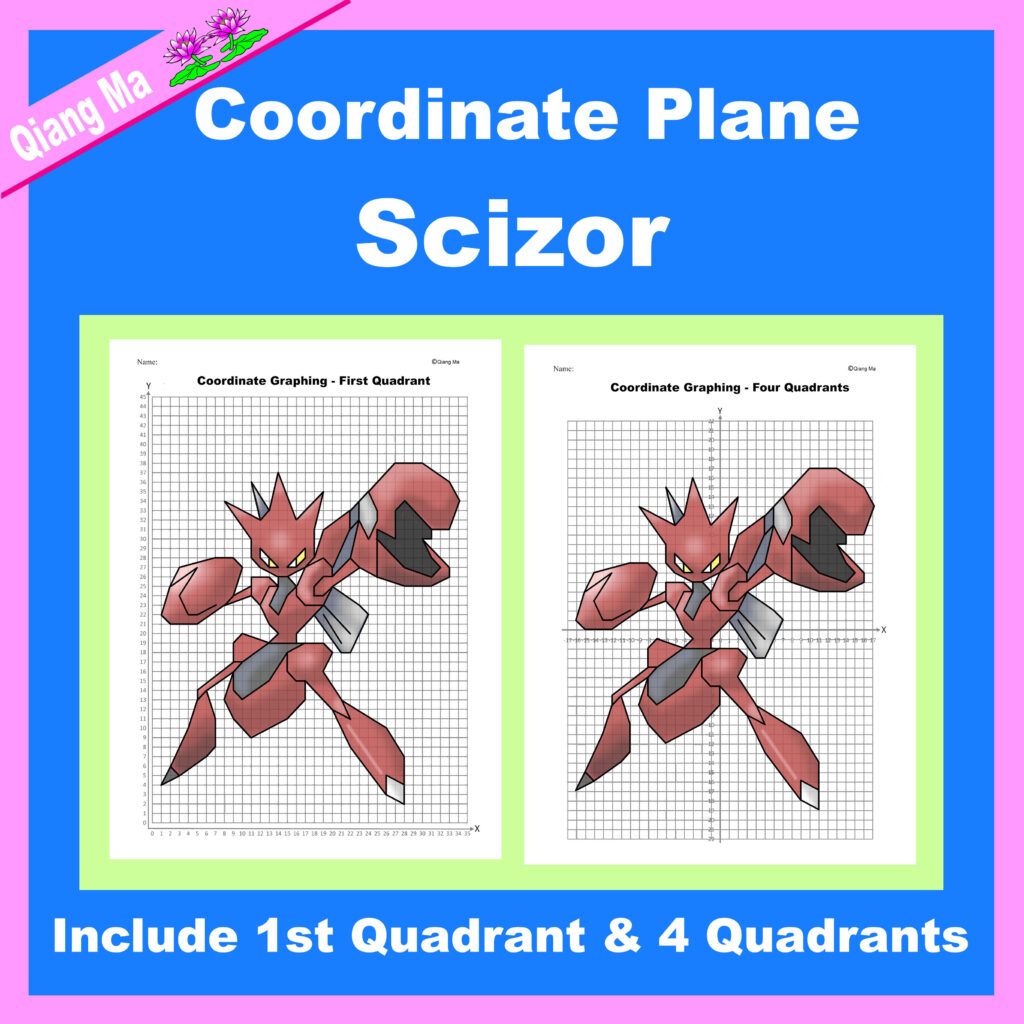 Pokemon Coordinate Plane Graphing Picture: Scizor - Made By Teachers