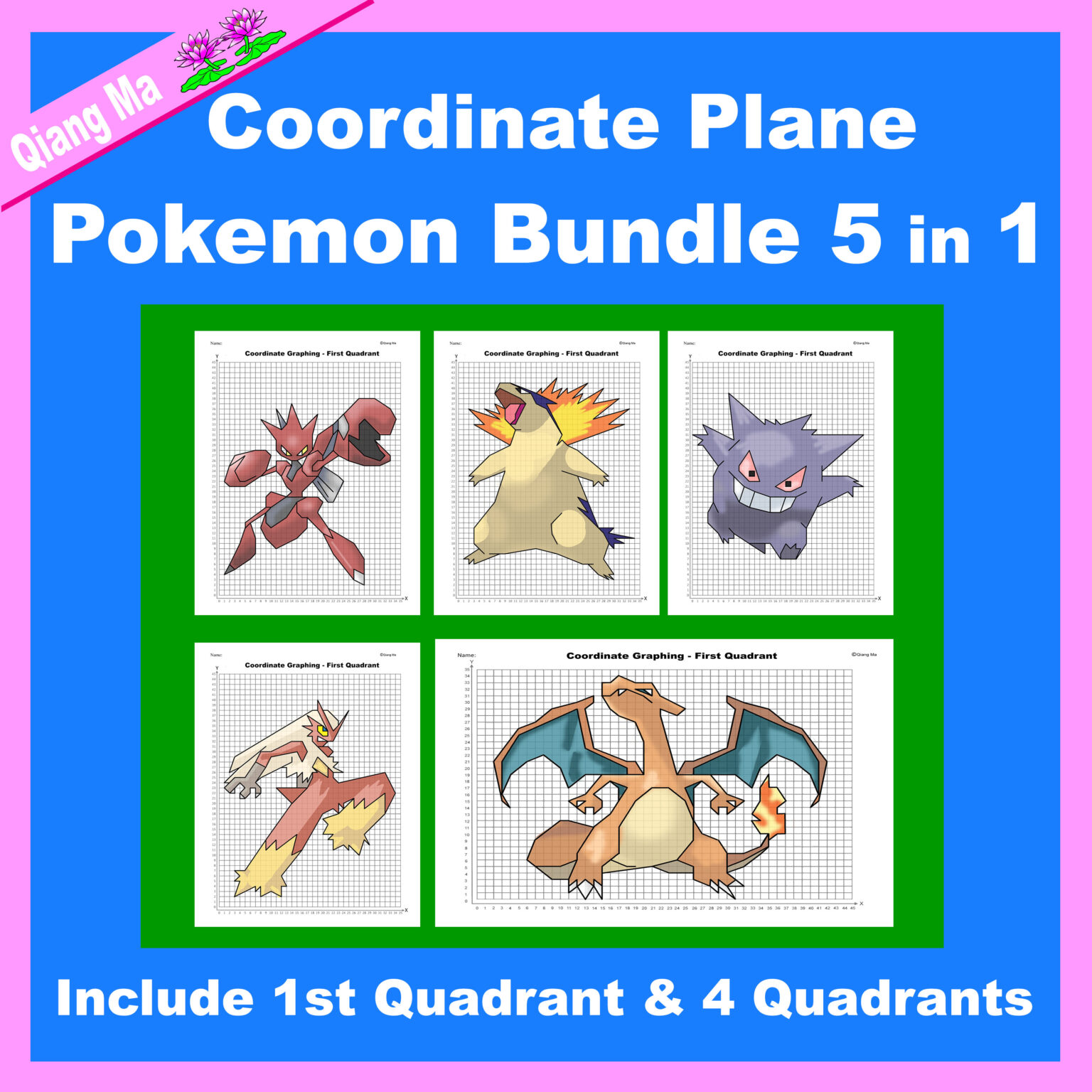Pokemon Coordinate Plane Graphing Picture: Pokemon Bundle 5 in 1 - Made ...