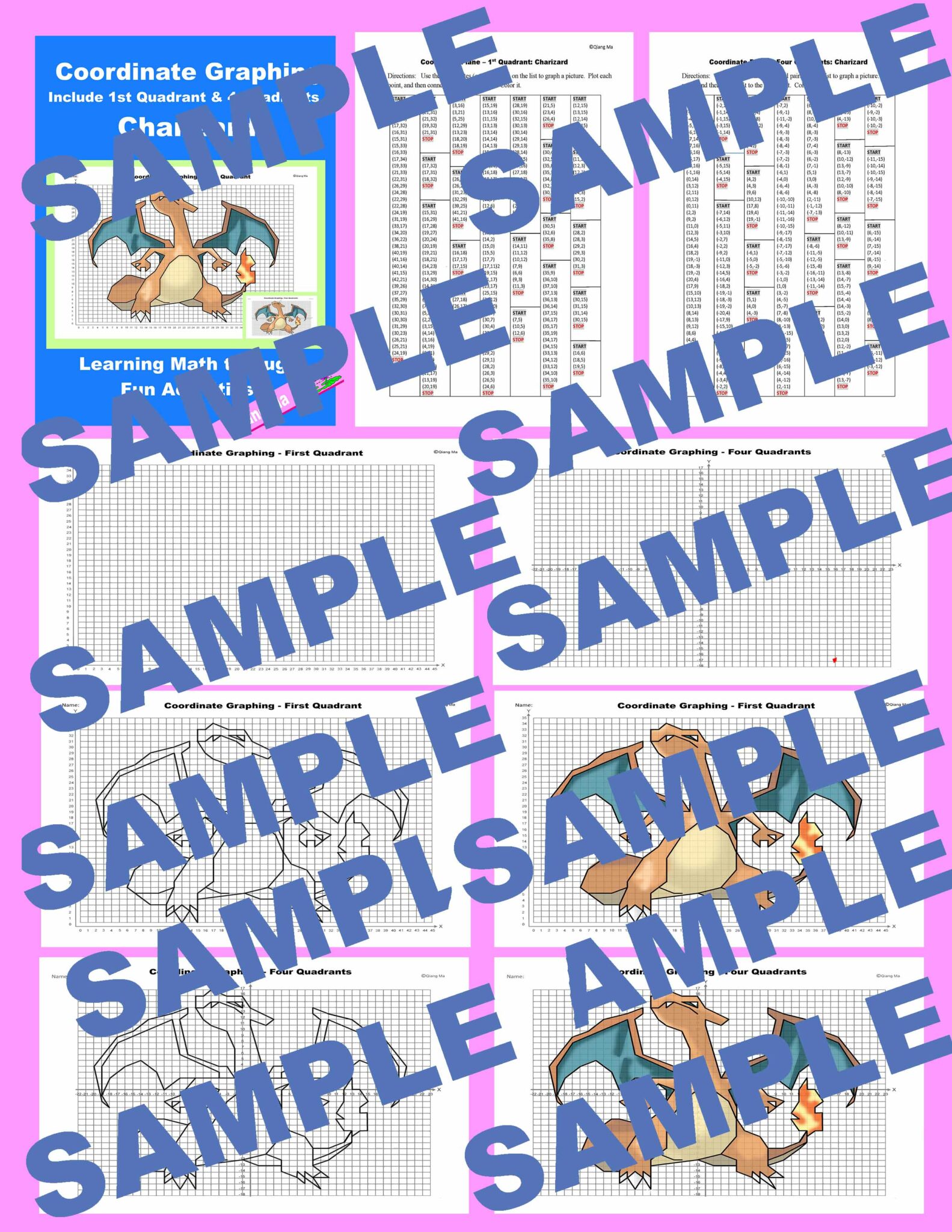 Pokemon Coordinate Plane Graphing Picture: Pokemon Bundle 5 in 1 | Made ...